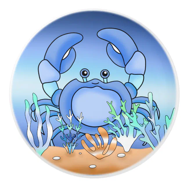 Cute Blue Crab Nautical Beach House Ceramic Knob | Zazzle