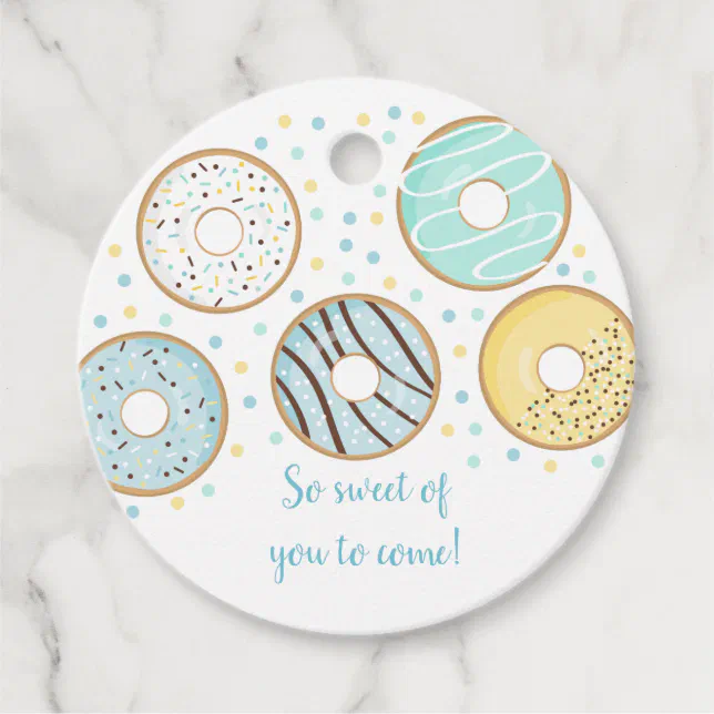 Cute Blue Donut Baby Sprinkle Favor Tags | Zazzle