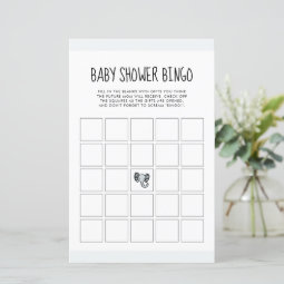 Cute blue elephant Baby shower Bingo game | Zazzle