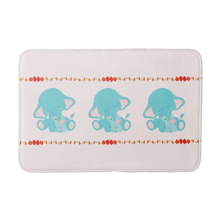 Cute Blue Elephant Kids Baby Nursery Bath Mat | Zazzle