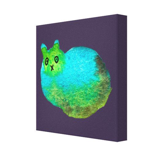 Cute blue fat cat art illustration canvas print | Zazzle