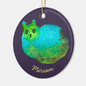 Cute blue fat cat art illustration ceramic ornament | Zazzle