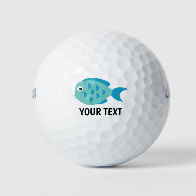 Cute blue fish custom print golf balls for kids | Zazzle