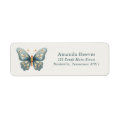 Cute Blue Folk Butterfly Return Address Label | Zazzle