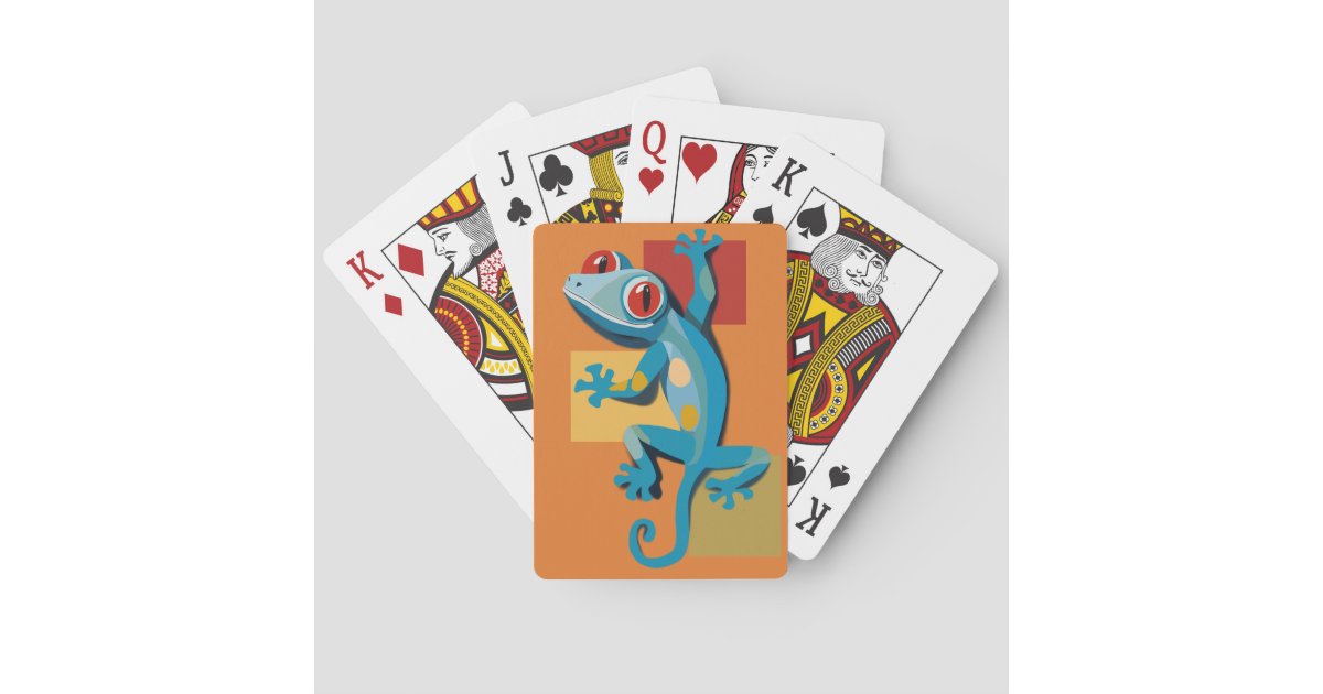 Cute Blue Gecko Reptile Lovers Poker Cards | Zazzle