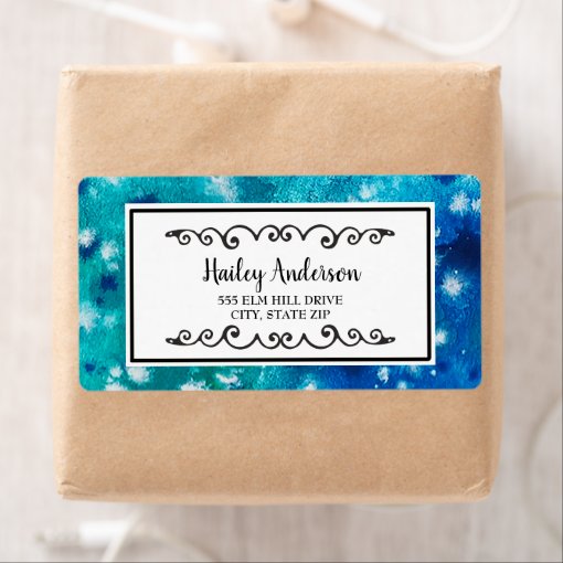 Cute Blue Green White Shipping Label | Zazzle