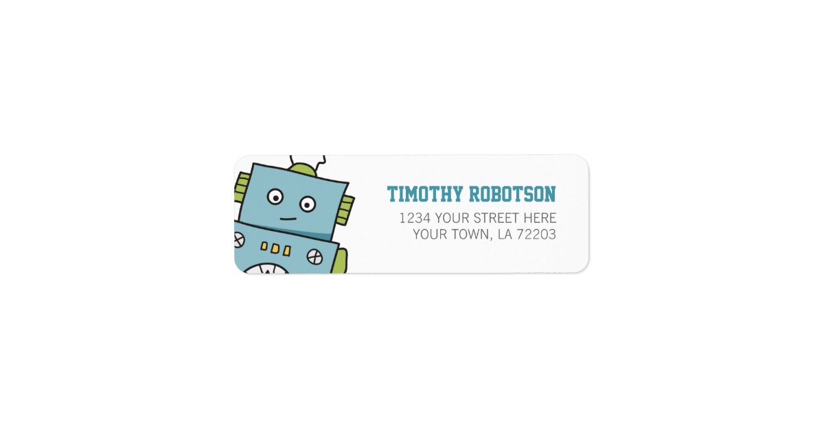 Cute Blue Hand Drawn Robot Label | Zazzle