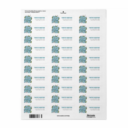 Cute Blue Hand Drawn Robot Label | Zazzle