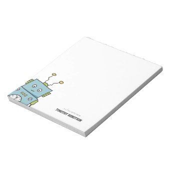 Cute Blue Hand Drawn Robot Notepad | Zazzle
