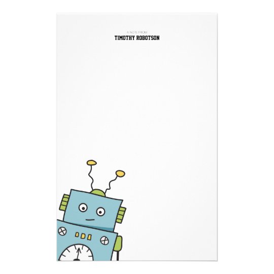 Cute Blue Hand Drawn Robot Stationery | Zazzle.com
