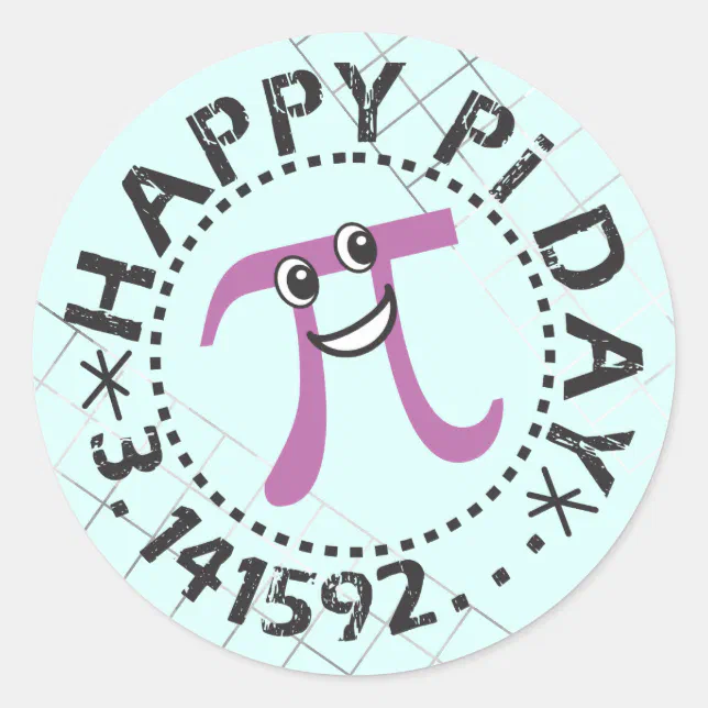 Cute Blue Happy Pi Day © - Pi Day Gift Stickers | Zazzle