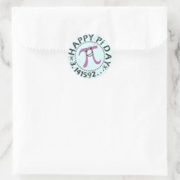 Cute Blue Happy Pi Day © - Pi Day Gift Stickers | Zazzle