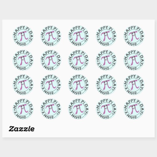 Cute Blue Happy Pi Day © - Pi Day Gift Stickers | Zazzle