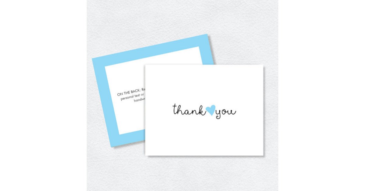 Cute Blue Heart Thank You | Zazzle