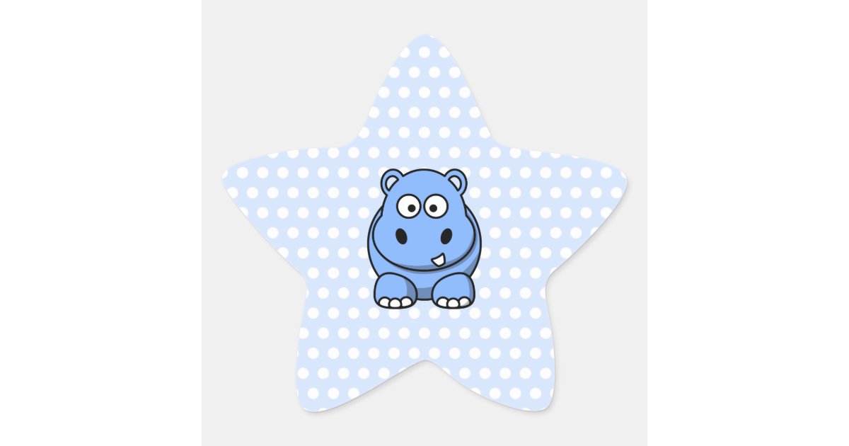 Cute Blue Hippo Star Sticker | Zazzle