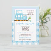 Cute Blue Hoot Owls 5x7 Baby Shower Dot Invite | Zazzle