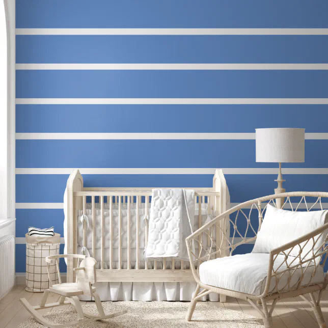 Cute Blue Horizontal Striped Pattern Wallpaper | Zazzle