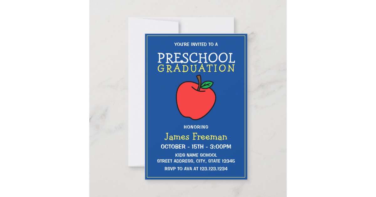 Cute Blue Kids Kindergarten Graduation Invitation | Zazzle