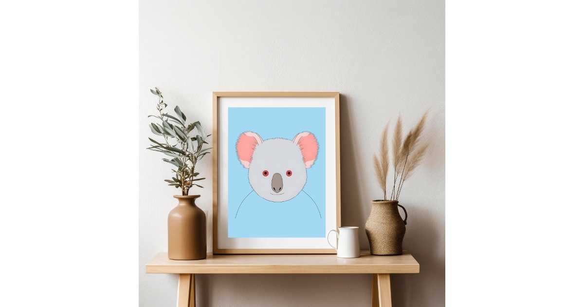 Cute Blue Koala Bear Portrait Poster | Zazzle