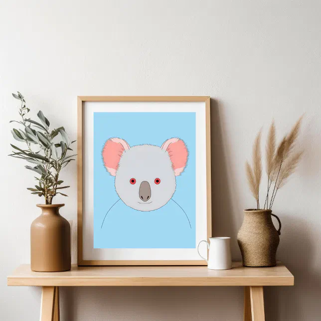 Cute Blue Koala Bear Portrait Poster | Zazzle