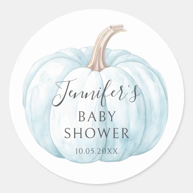Cute Blue Little Pumpkin Baby Boy Shower Stickers | Zazzle