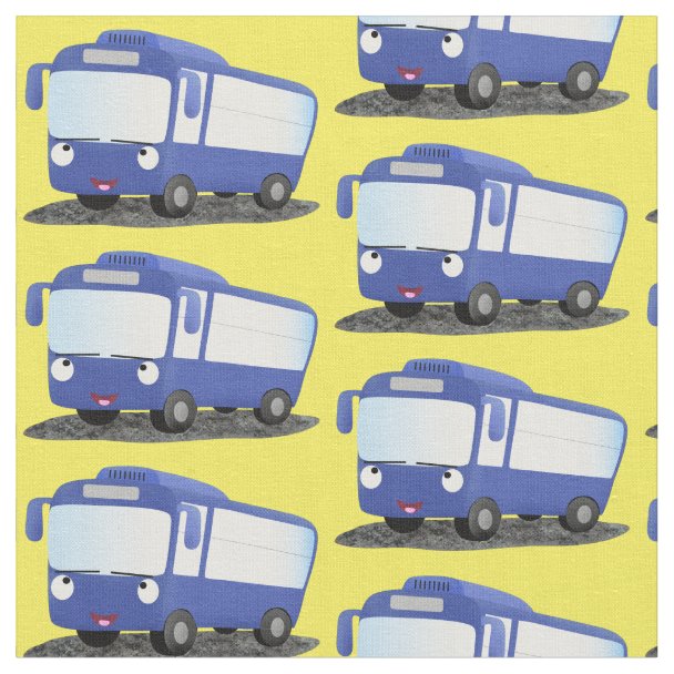 Cute School Bus Fabric | Zazzle