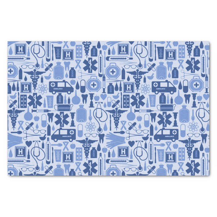 Cute Blue Nurse Doctor Medical Pattern Tissue Paper | Zazzle.com