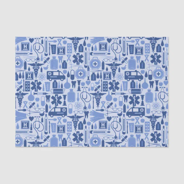 Cute Blue Nurse Doctor Medical Pattern Tissue Paper | Zazzle