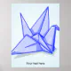 Cute blue origami paper crane poster | Zazzle