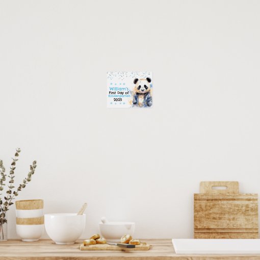 Cute Blue Panda First Day of School Chalkboard Poster | Zazzle