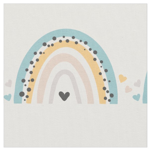 Hearts & Rainbows Pattern Fabric | Zazzle