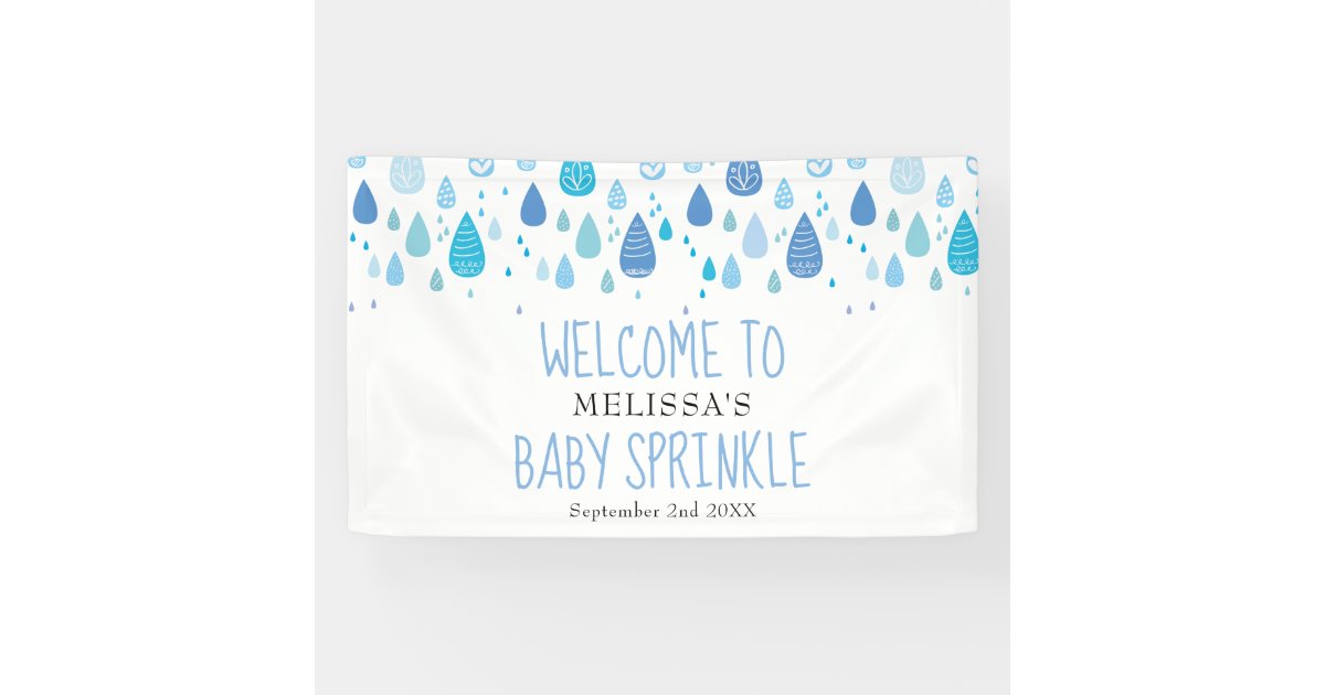 Cute Blue Raindrops Baby Sprinkle / Shower Welcome Banner | Zazzle