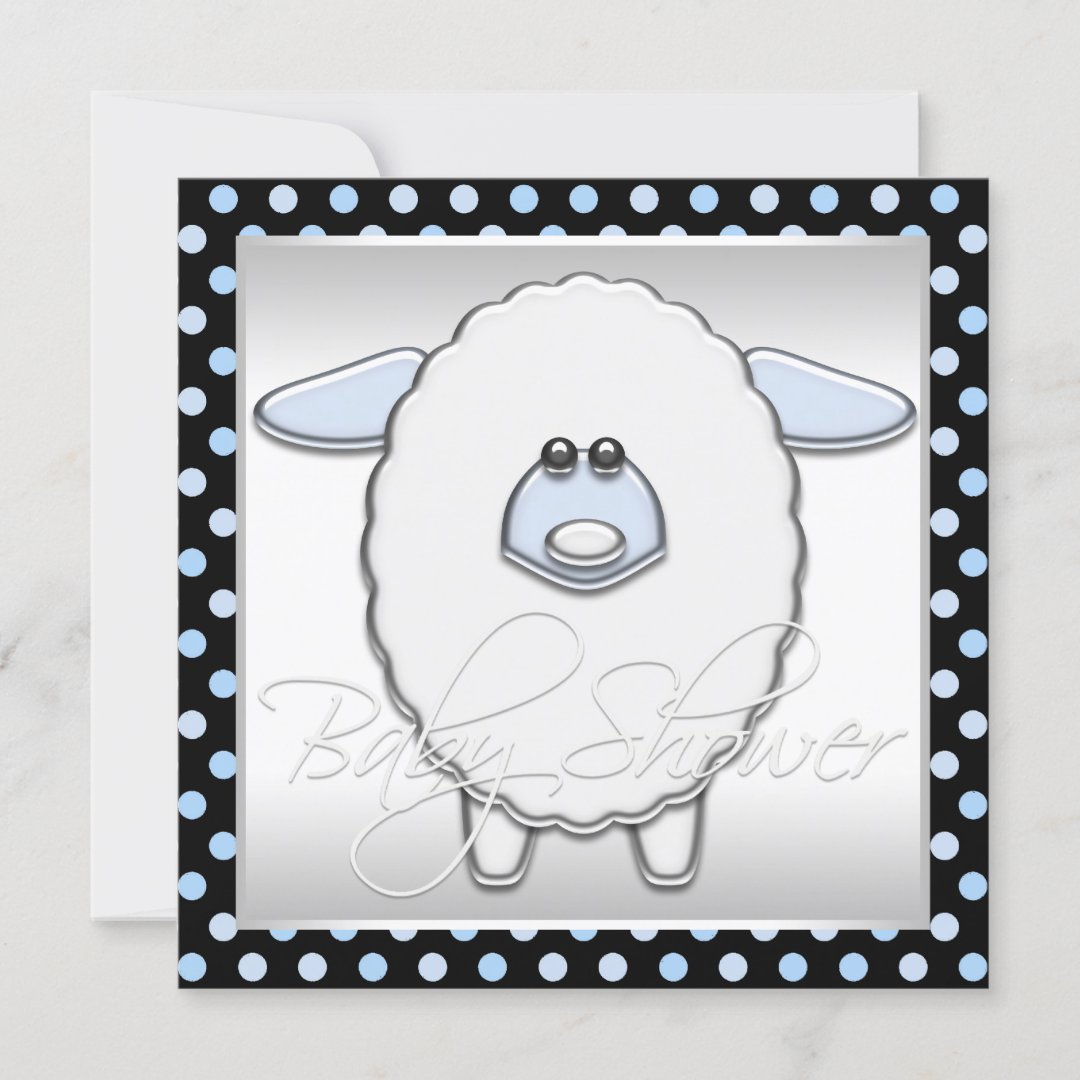 Cute Blue Sheep Baby Shower Invitation | Zazzle