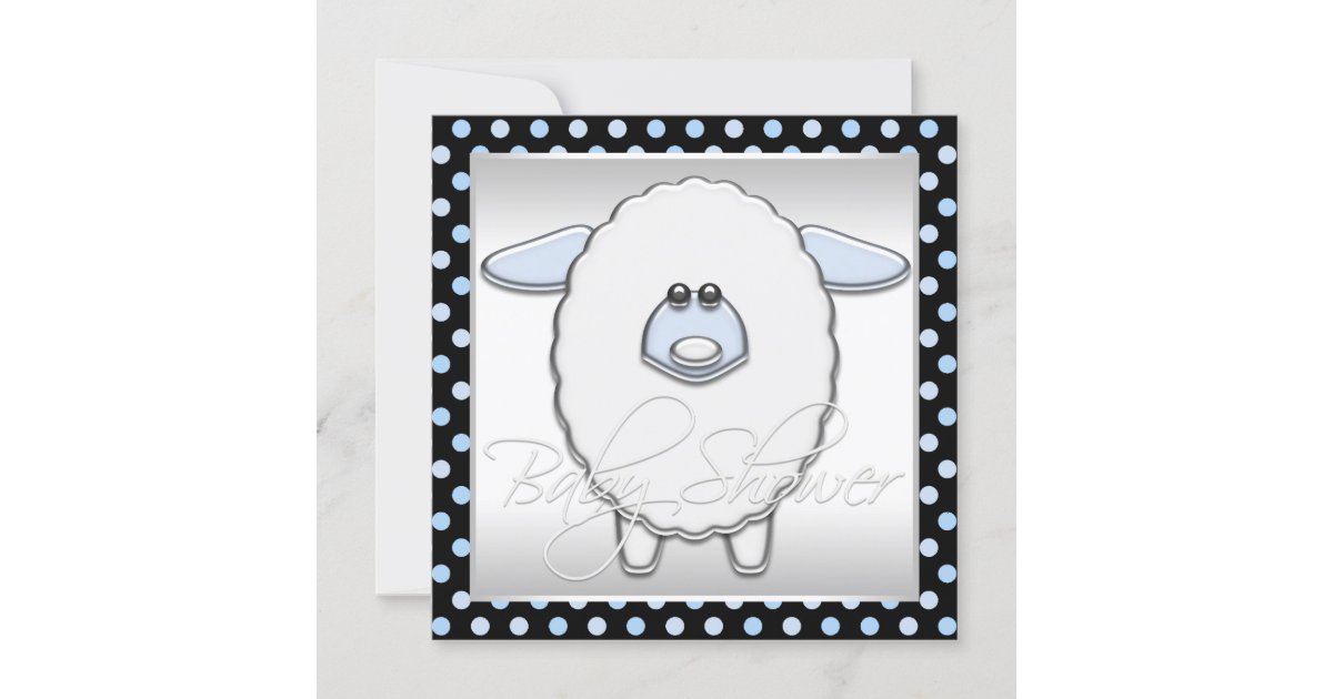 Cute Blue Sheep Baby Shower Invitation | Zazzle