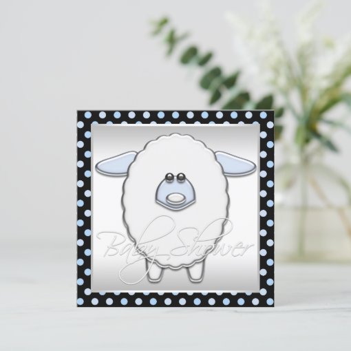 Cute Blue Sheep Baby Shower Invitation | Zazzle