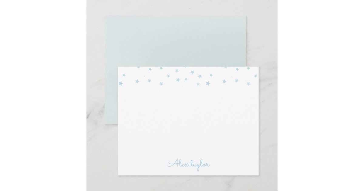Cute blue stars kids Personalized Stationery Note Card | Zazzle