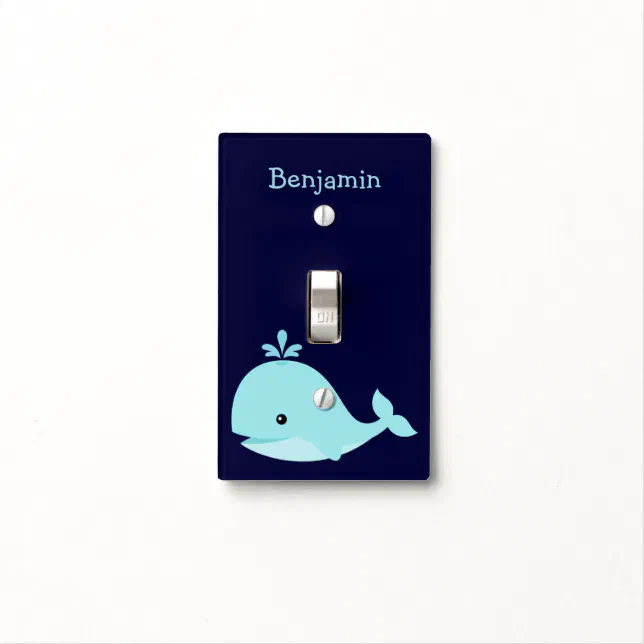 Cute Blue Whale Personalized Nursery Light Switch Cover | Zazzle