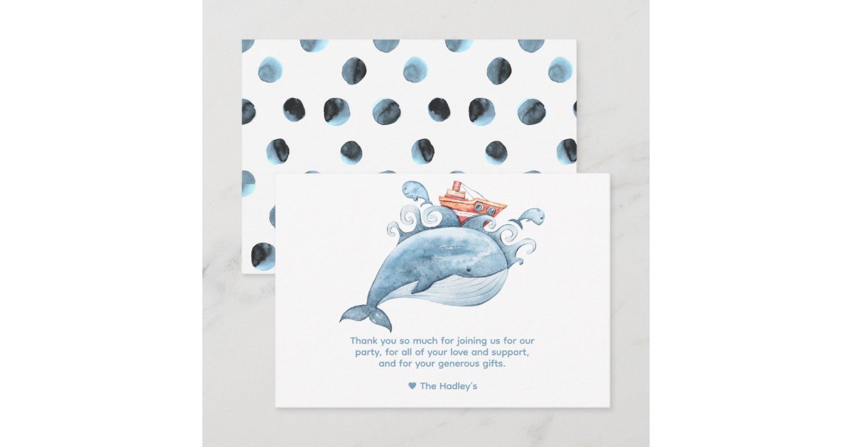 Cute Blue Whale Thank You Card | Zazzle