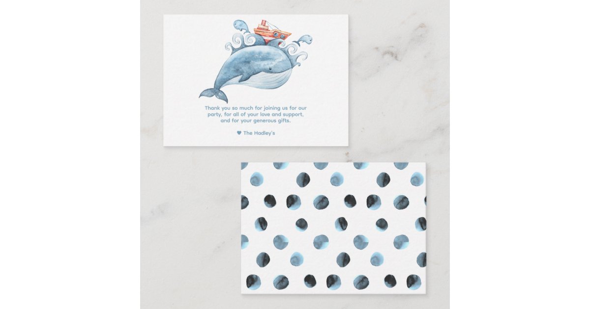 Cute Blue Whale Thank You Note Card | Zazzle