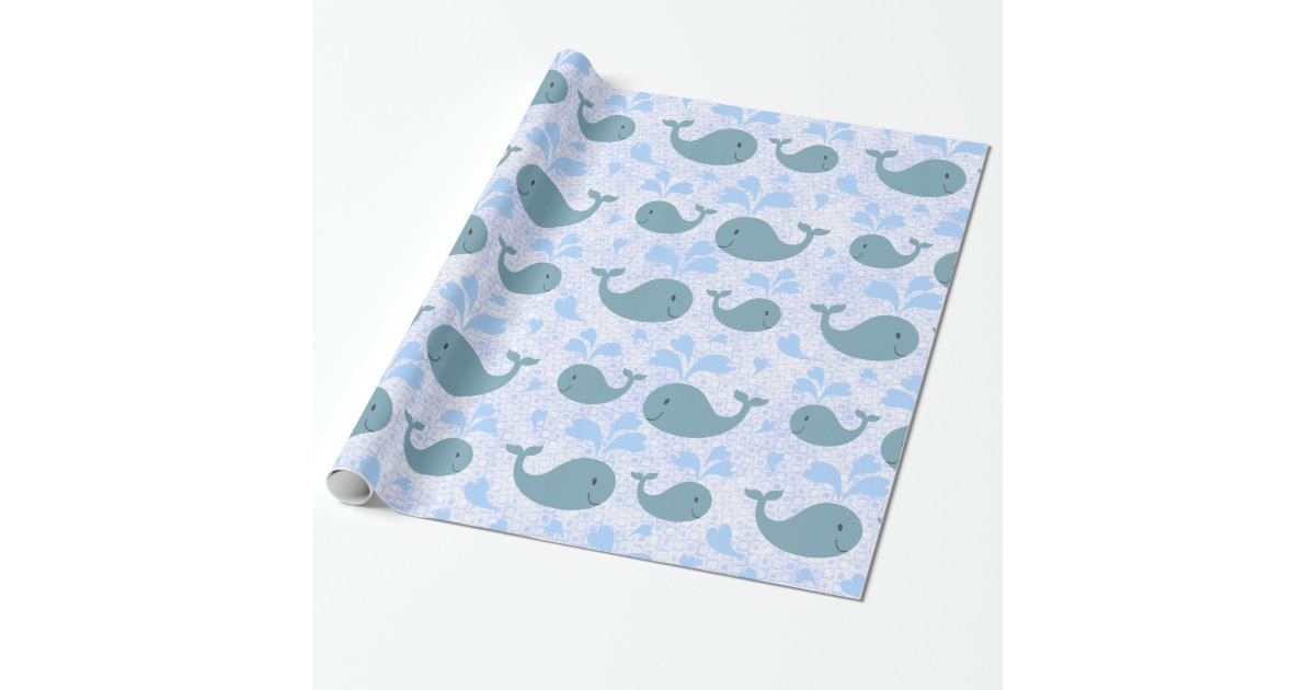 Cute Blue Whales Pattern Wrapping Paper | Zazzle.com