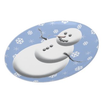 Cute Blue & White Winter Snowman Holiday Plate | Zazzle