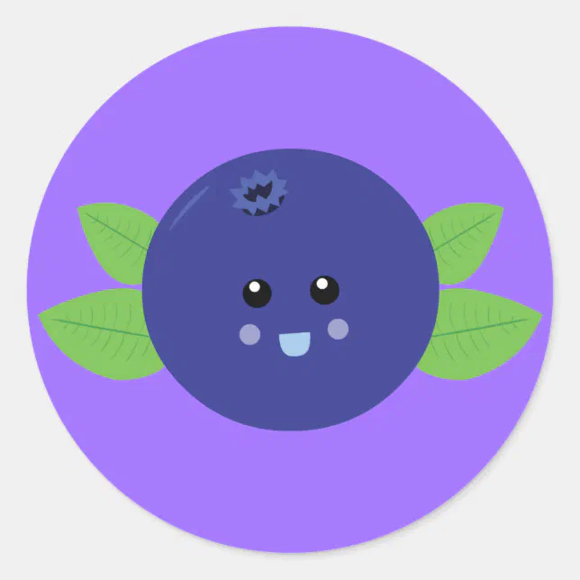 Cute Blueberry Classic Round Sticker | Zazzle