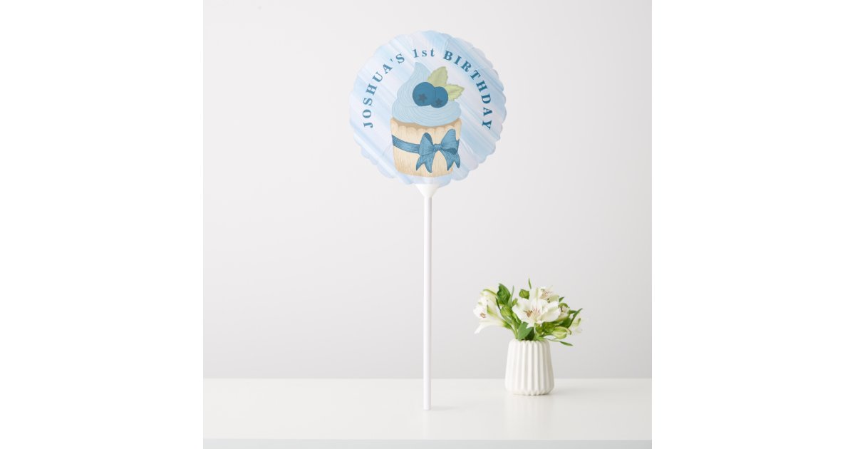 Cute Blueberry Cupcake Birthday Celebration Balloon | Zazzle