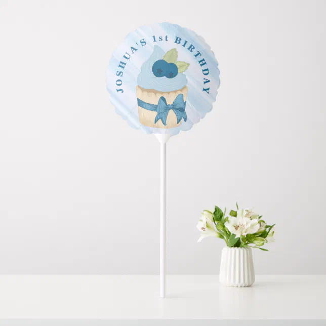 Cute Blueberry Cupcake Birthday Celebration Balloon | Zazzle