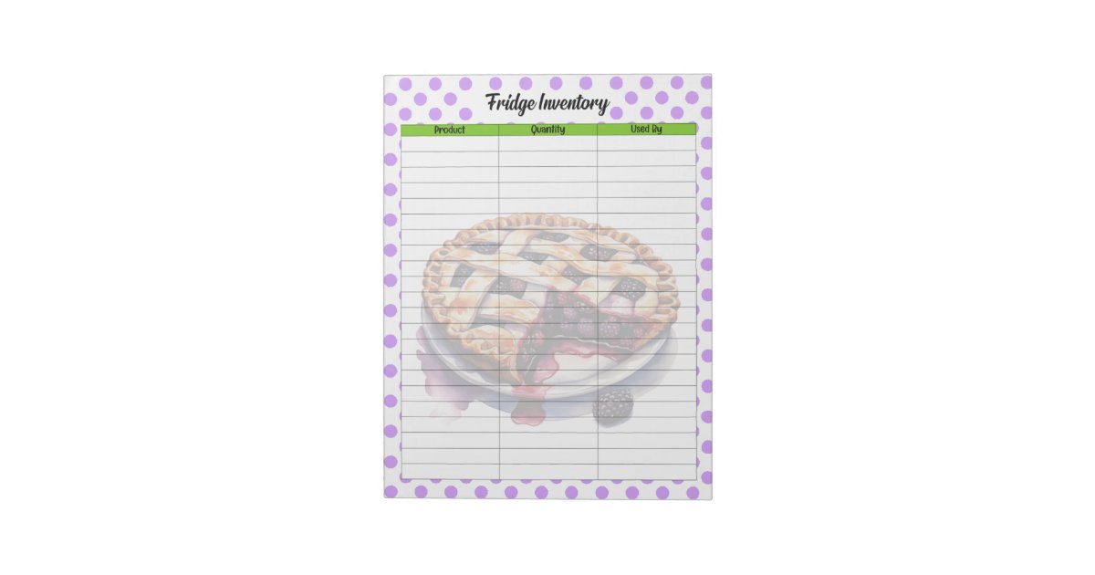 Cute Blueberry Fridge Inventory Notepad | Zazzle