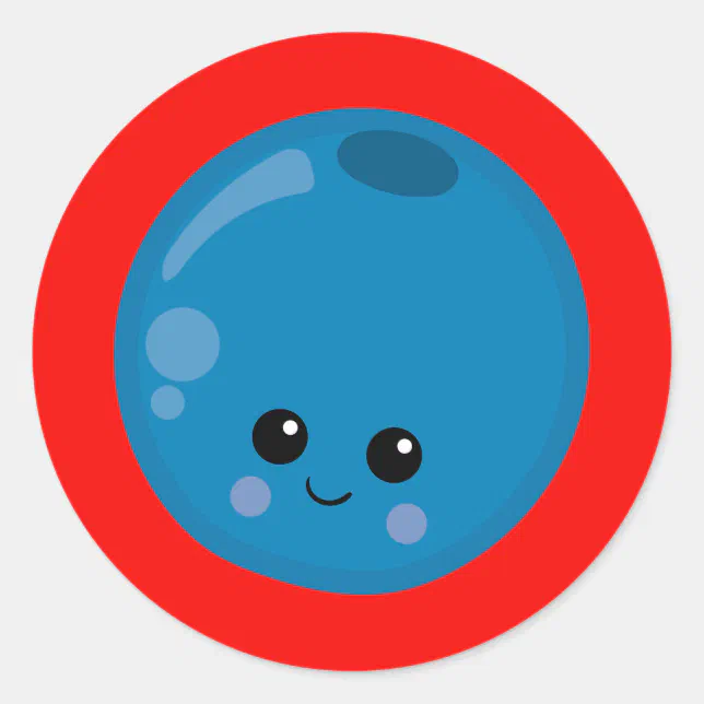 Cute Blueberry on Red Background Classic Round Sticker | Zazzle