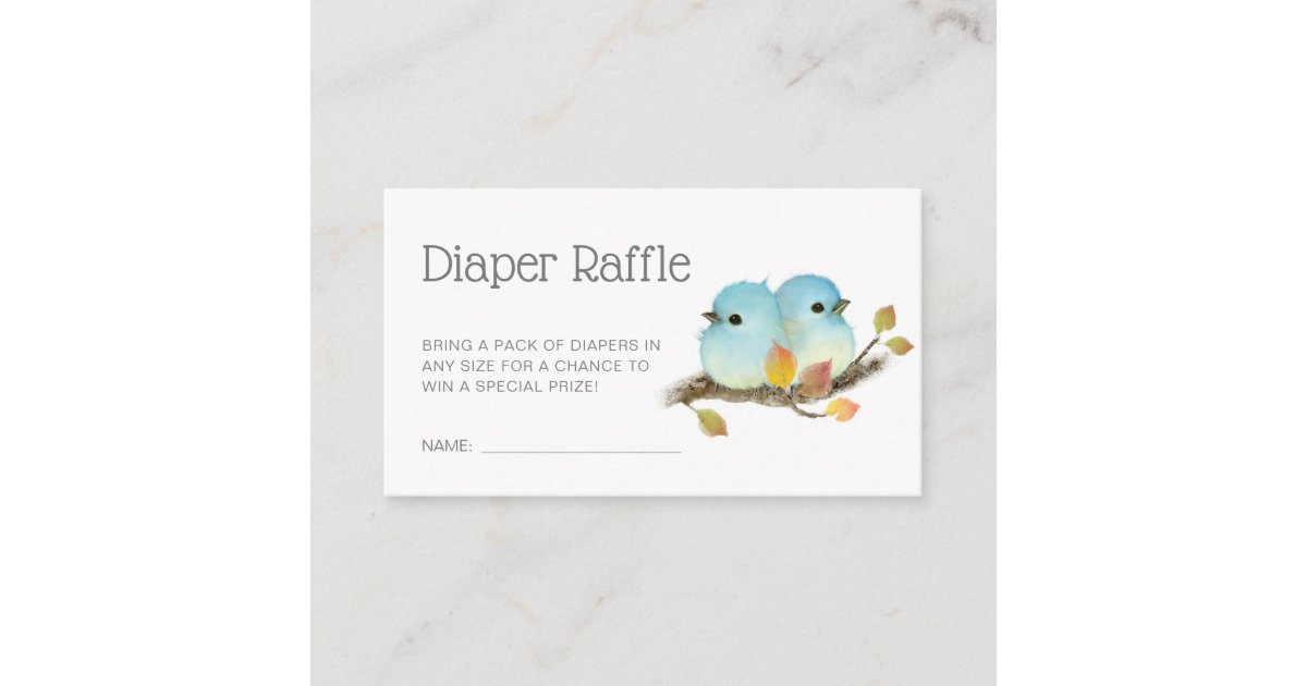 Cute Bluebirds on Branch Baby Shower Diaper Raffle Enclosure Card | Zazzle