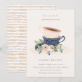 Cute Blush Blue Floral Afternoon Tea Party Invite | Zazzle