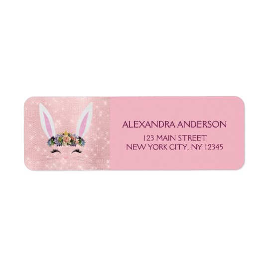 Cute Blush Pink Sparkle - Easter Bunny Label | Zazzle.com