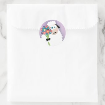 Cute Blushing Sheep Holding Flowers Stickers | Zazzle